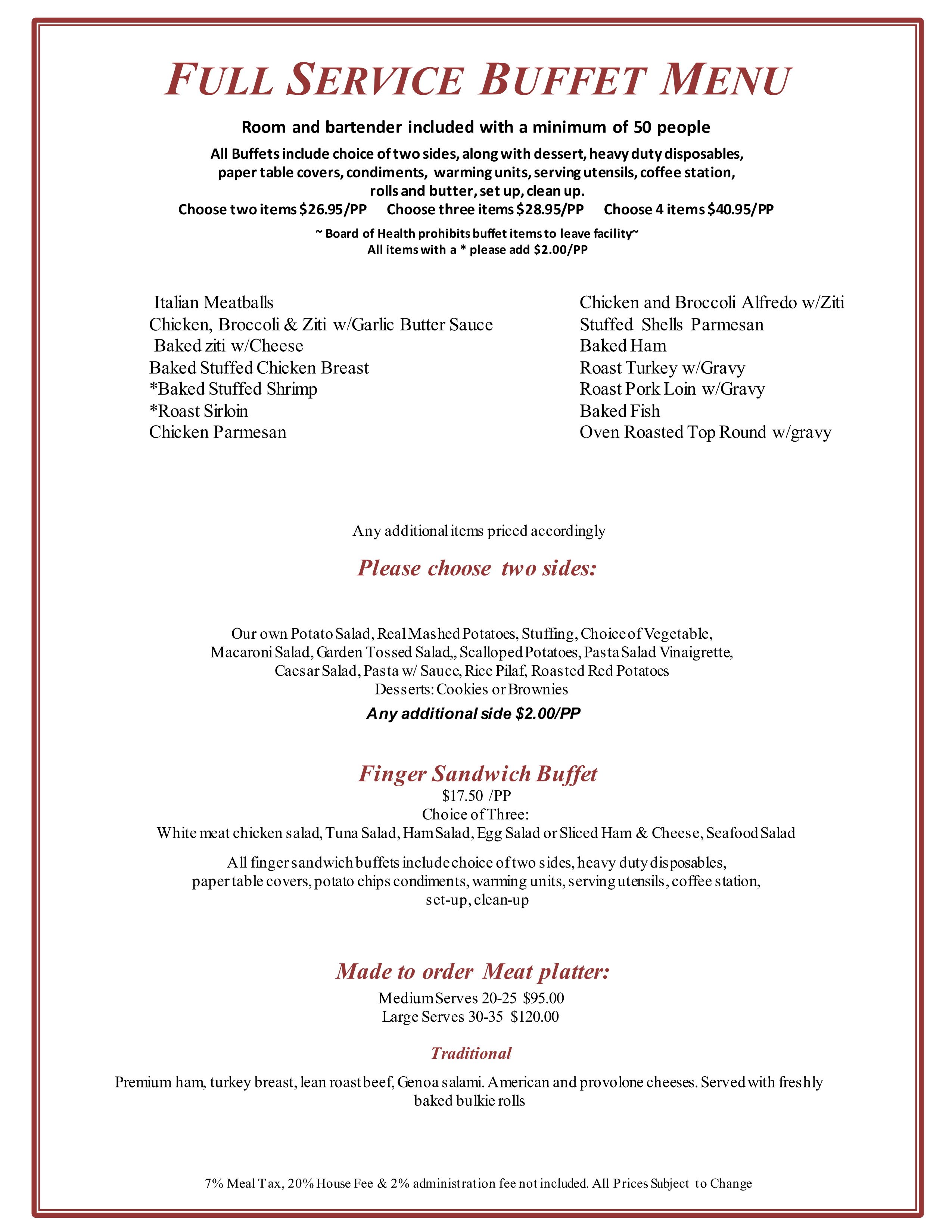Buffet Menu